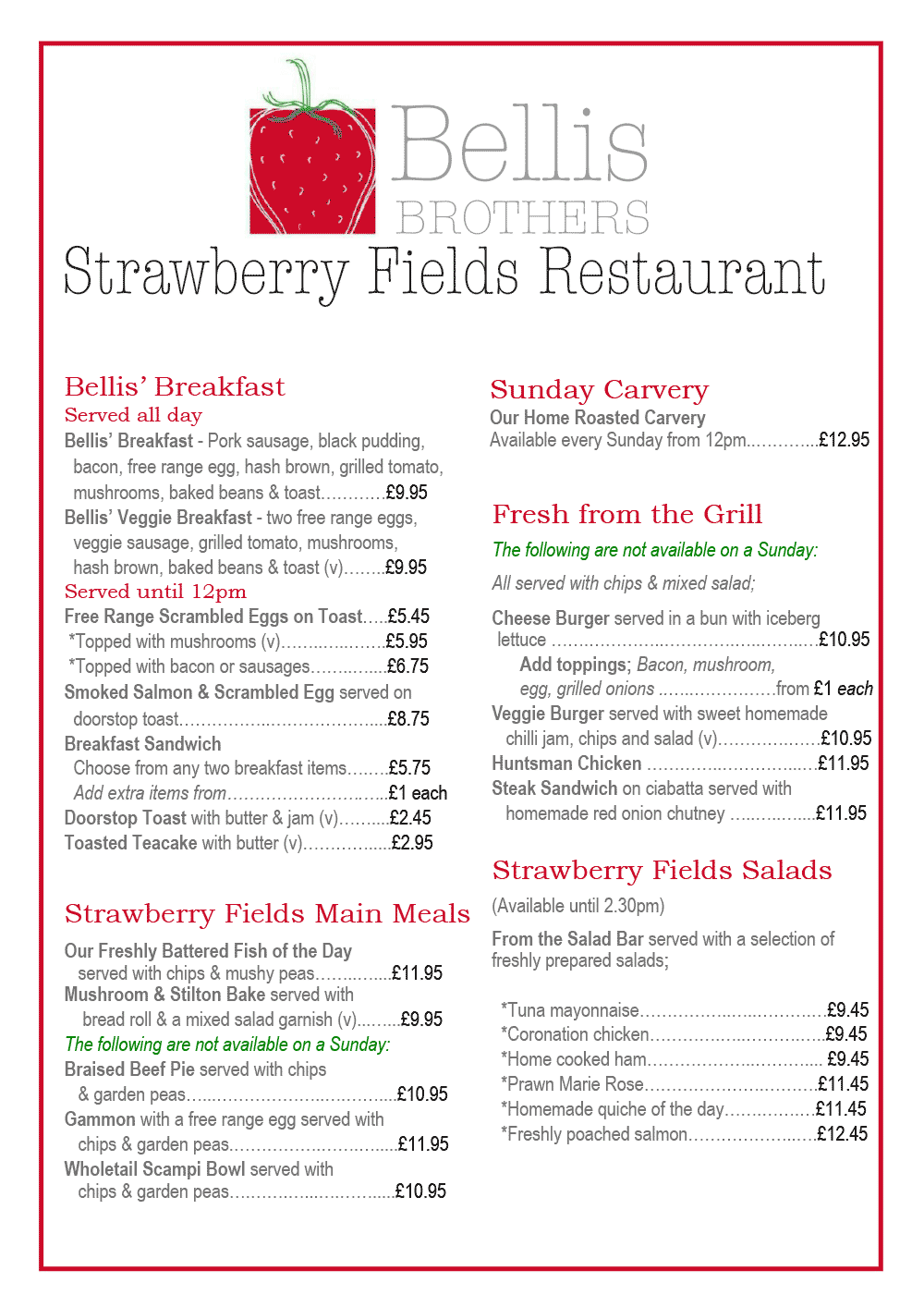 Strawberry Fields Restaurant - Bellis Brothers Garden Centre and Farm Shop